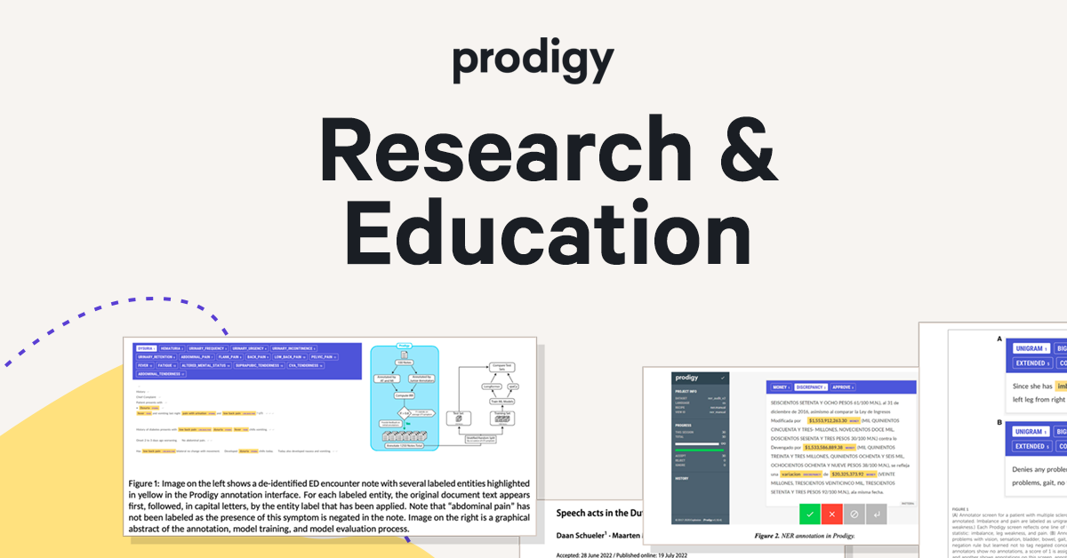 Research & Education · Prodigy · An annotation tool for AI, Machine Learning & NLP